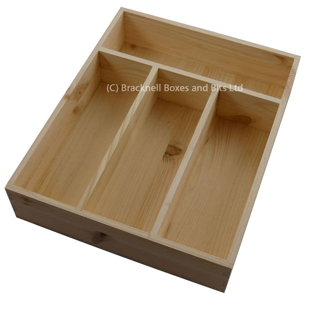 Pine Cutlery Tray / Drawer Tidy - 4 compartment Natural Pine Wood BPU102
